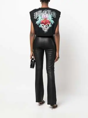 Philipp Plein Love Tattoo Cropped T-shirt - Black
