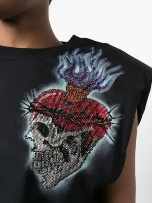 Philipp Plein Love Tattoo Cropped T-shirt - Black
