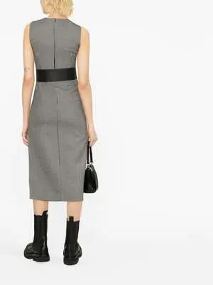 Alexander McQueen Houndstooth Asymmetric Midi Dress - Black