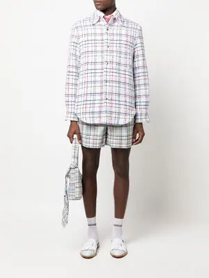 Thom Browne Gingham Check Tweed Overshirt - White
