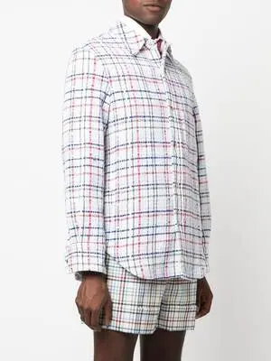 Thom Browne Gingham Check Tweed Overshirt - White