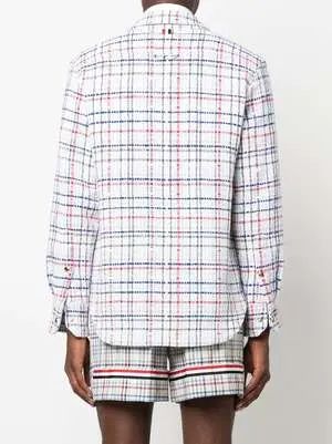Thom Browne Gingham Check Tweed Overshirt - White