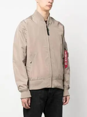 Alpha Industries Zip-up Bomber Jacket - Neutrals