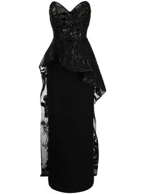 SAIID KOBEISY Strapless Embroidered Dress