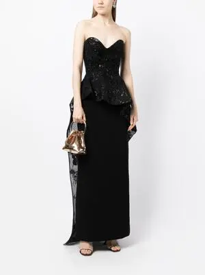 SAIID KOBEISY Strapless Embroidered Dress