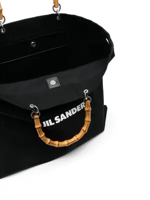 JIL SANDER Logo-print Bamboo-handle Tote Bag