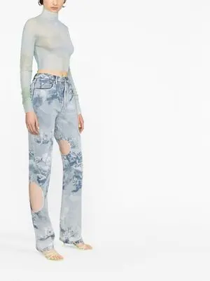 Off-White Logo-print Tie-dye Crop Top