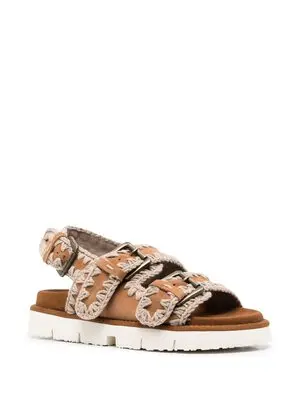 Mou Bio Crochet-stitch Sandals - Brown