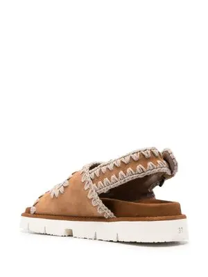 Mou Bio Crochet-stitch Sandals - Brown