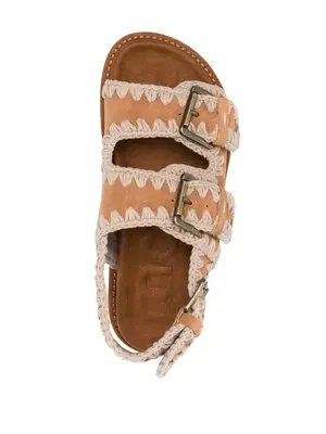 Mou Bio Crochet-stitch Sandals - Brown