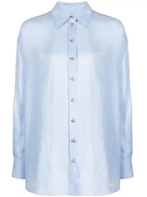 Zimmermann Tama Long-sleeve Ramie Shirt - Blue