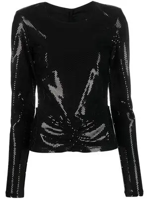 ROTATE BY BIRGER CHRISTENSEN Sequin-embellished Open-back Top