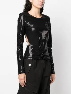 ROTATE BY BIRGER CHRISTENSEN Sequin-embellished Open-back Top