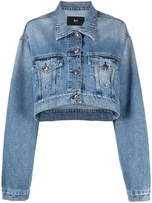 3x1 High-low Hem Cropped Denim Jacket