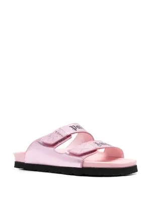Palm Angels Logo-print Leather Flat Sandals - Pink