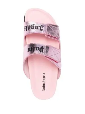 Palm Angels Logo-print Leather Flat Sandals - Pink