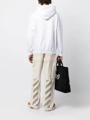 Off-White Diag-print Cotton Hoodie - White