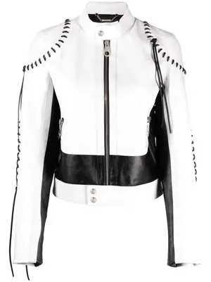 Chloé Whipstitch-detailing Leather Jacket - White