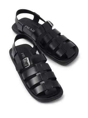 Prada Interwoven Straps Flat Sandals