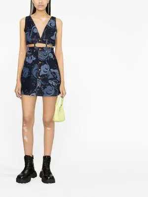 Versace Cut-out Denim Dress