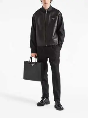Prada Re-nylon And Leather Jacket