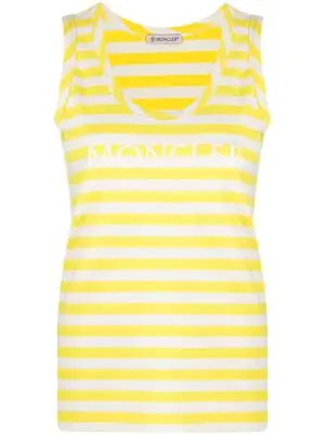 Moncler Striped Logo-print Tank Top - Yellow