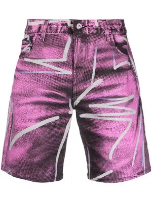 Moschino Illustration-style Print Denim Shorts