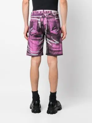 Moschino Illustration-style Print Denim Shorts