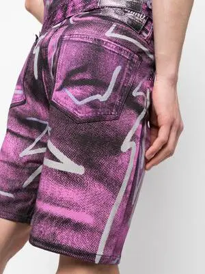 Moschino Illustration-style Print Denim Shorts