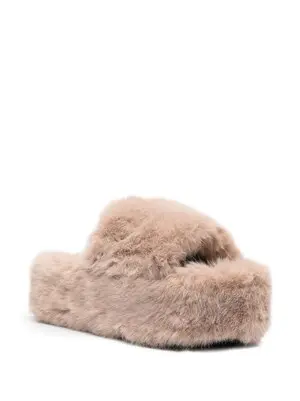 STAND STUDIO Phoebe Faux-fur Platform Slides