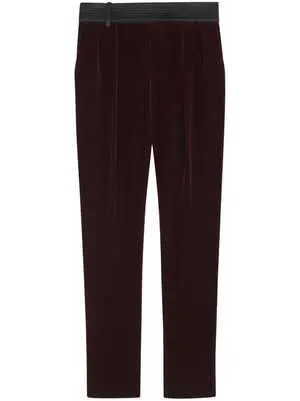 Saint Laurent Velvet-effect Slim-cut Trousers - Black
