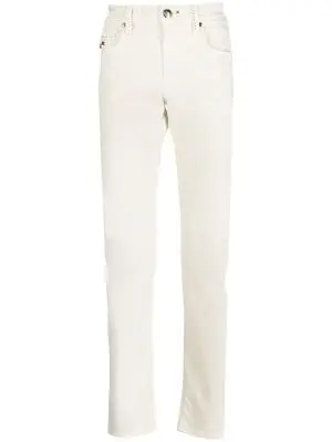 TRAMAROSSA Embroidered Logo Slim-fit Jeans - Neutrals