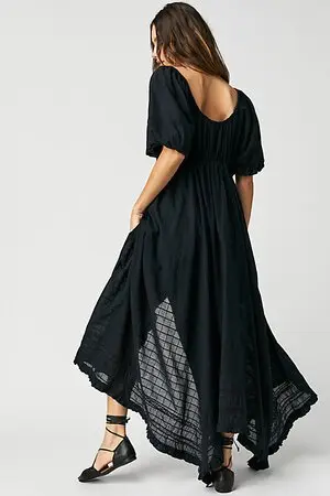 free people black maxi dress Cotton - It is partially lined with an attached skirt and has a back button loop closure with halterneck hook and eye closure Free People On My Level
