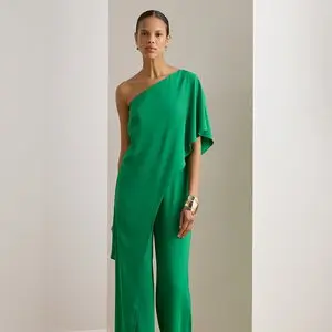 Ralph Lauren Cape Georgette Jumpsuit - Stem