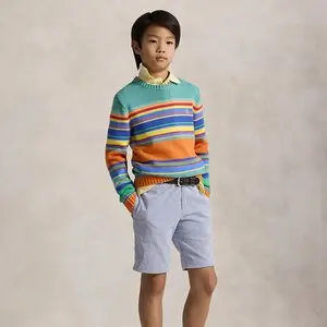 Ralph Lauren Stretch Cotton Seersucker Short - Blue Seersucker