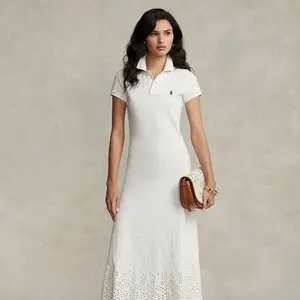 Ralph Lauren Eyelet Stretch Cotton Mesh Polo Dress