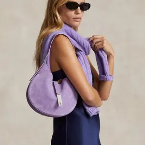 Ralph Lauren Polo ID Suede Shoulder Bag Lavender