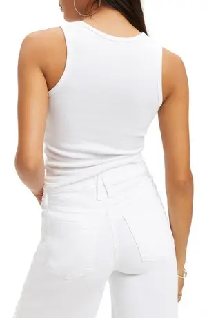 Good American Fitted Rib Tank - White001