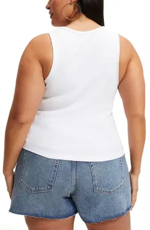 Good American Fitted Rib Tank - White001