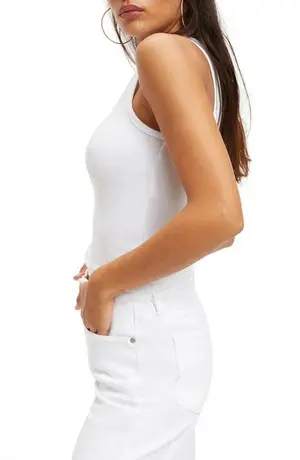 Good American Fitted Rib Tank - White001
