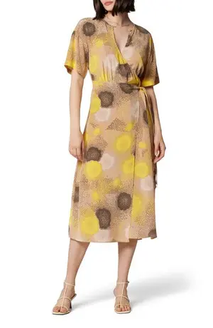 Equipment Korinne Silk Wrap Dress - Praline Multi