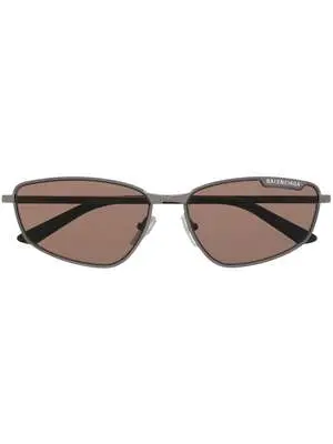 Balenciaga Engraved-logo Biker-style Sunglasses - Silver