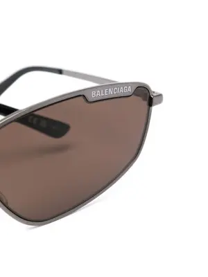 Balenciaga Engraved-logo Biker-style Sunglasses - Silver