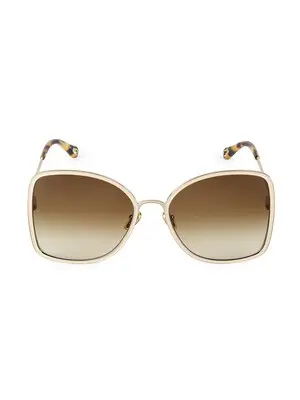 Chloé Women's Vitto 60MM Square Sunglasses - Gold - Gold - Gold