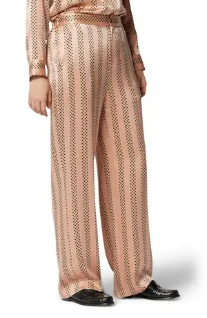 Equipment Aeslin Polka Dot Wide Leg Silk Pants - Praline Multi