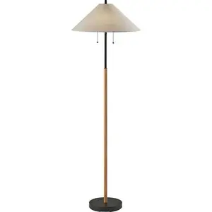 ADESSO Palmer Floor Lamp - Black/natural Wood