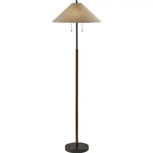 ADESSO Palmer Floor Lamp - Black/walnut Wood
