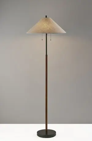 ADESSO Palmer Floor Lamp - Black/walnut Wood