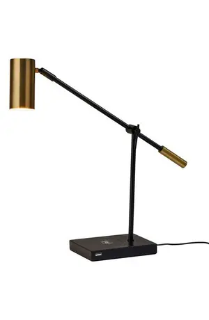 ADESSO Collette Charging Desk Lamp - Black With Antique Brass