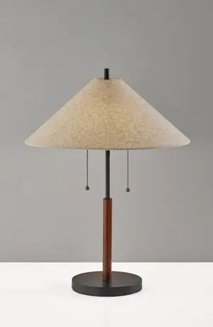 ADESSO Palmer Table Lamp - Black/walnut Wood